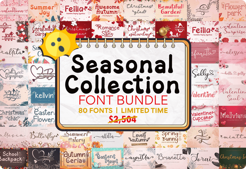 Seasonal Collection Font Bundle: 80 Premium Fonts - Free